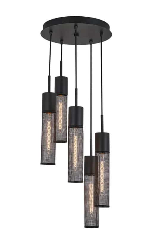 Artika MTN5L-HD1 Milton 5-Light Black Shaded Modern Industrial Island ...