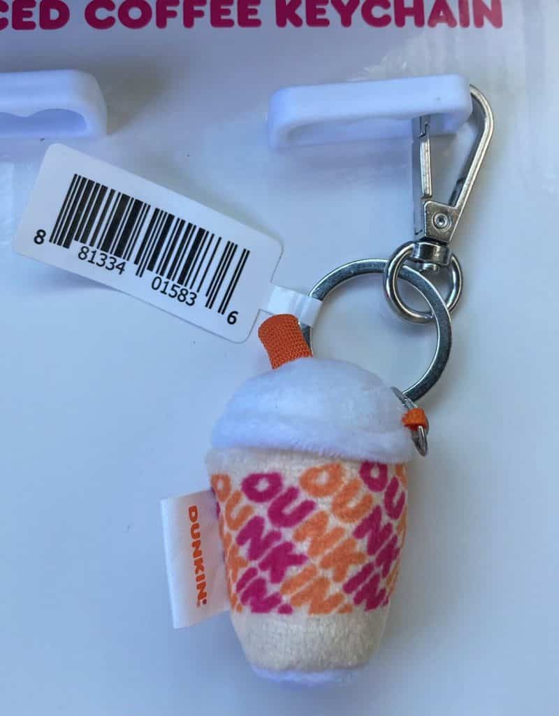 Dunkin Iced Coffee Keychain Soft Plush Iconic Logo Orange Pink White