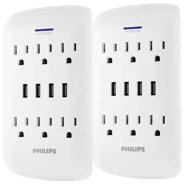 Philips SPP6469WG/37 6-Outlet 900J Surge Protector with 4 USB Ports ...