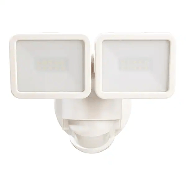 Defiant DFI-5999-WH 180? White Motion Activated Outdoor Integrated LED Flood Light Twin Head