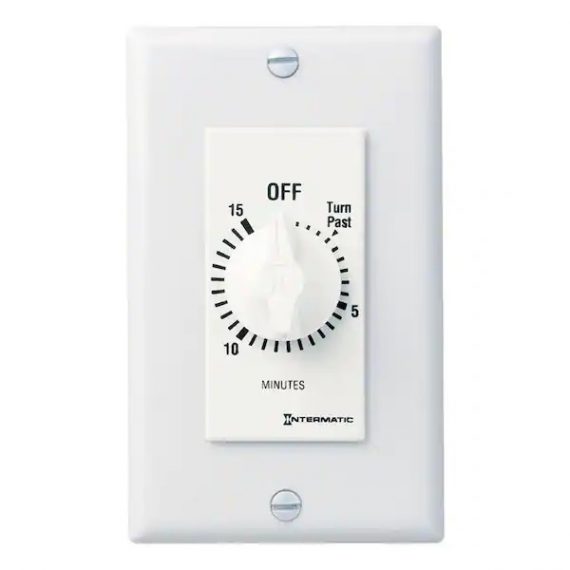 Intermatic SW15MWK 20 Amp 15-Minute Spring Wound In-Wall Timer - White