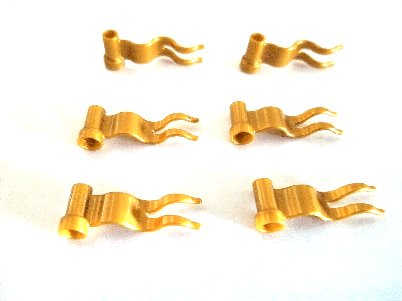 6x LEGO Wavy Gold Streamer Flag Topper Part Castle Pirate Ship Knights New