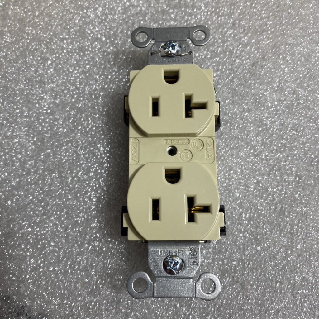 New Hubbell 5352AI Duplex Receptacle (10/Box) 20A 5 POLE 3 WIRE IVORY ...