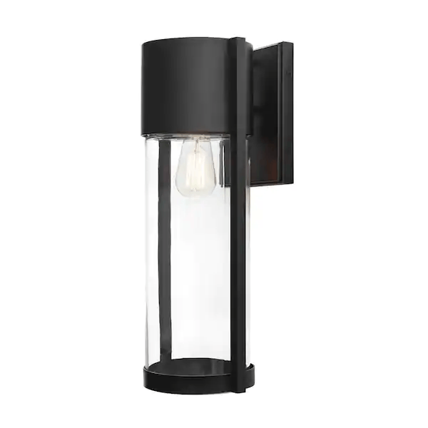 Hampton Bay W2220-31 Kempster Modern 1 Light Matte Black Modern Outdoor ...