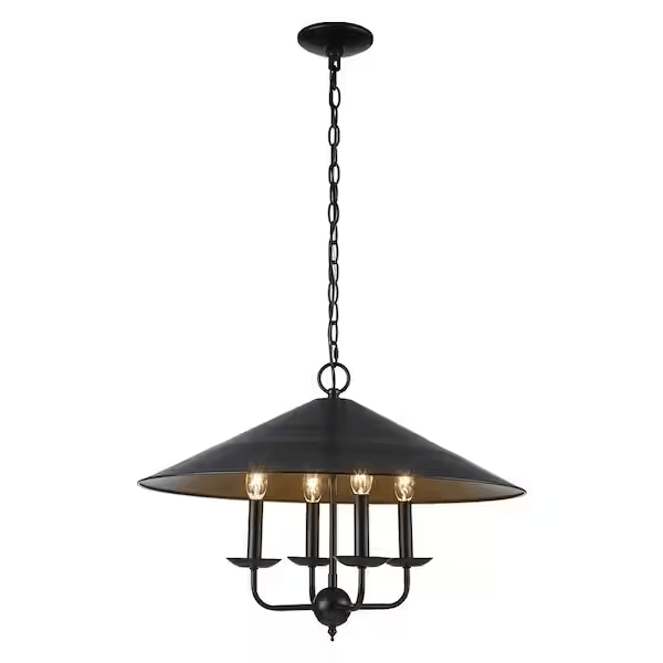 Monteaux Lighting 11504 4-Light Black and Gold Chandelier Light Fixture ...