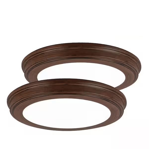 Commercial Electric JJU3011LL-5/WW 15 in. Dark Brown Wood 5-CCT LED ...