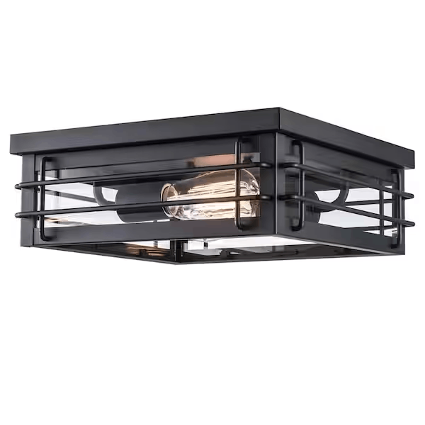 Monteaux Lighting HS8375 Bel Air 2-Light Black Outdoor Flush Mount ...
