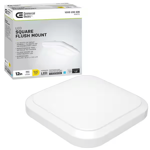 Commercial Electric 54616241 12 in. 14-Watt Square LED Flush Mount ...
