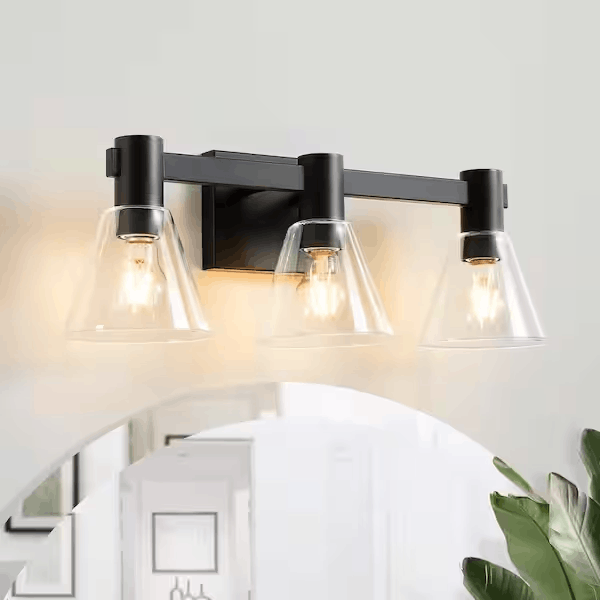 KAISITE 8058ML-03BK-US 21.3 in. 3 Light Black Dimmable Bathroom Vanity ...