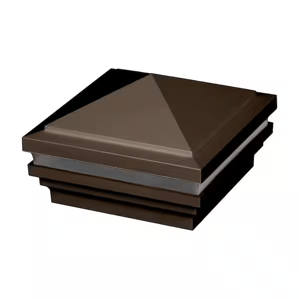 Fiberon LGT CAP4 PYR HALO BR 4 in. x 4 in. Simply Brown Integrated LED ...