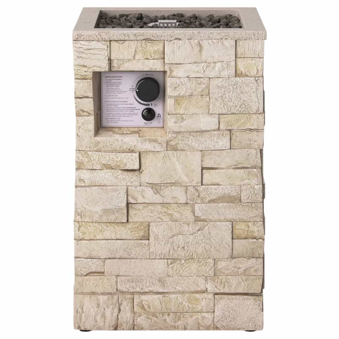 Threshold 85750660 16" Stack Stone Column Fire Pit Light Brown